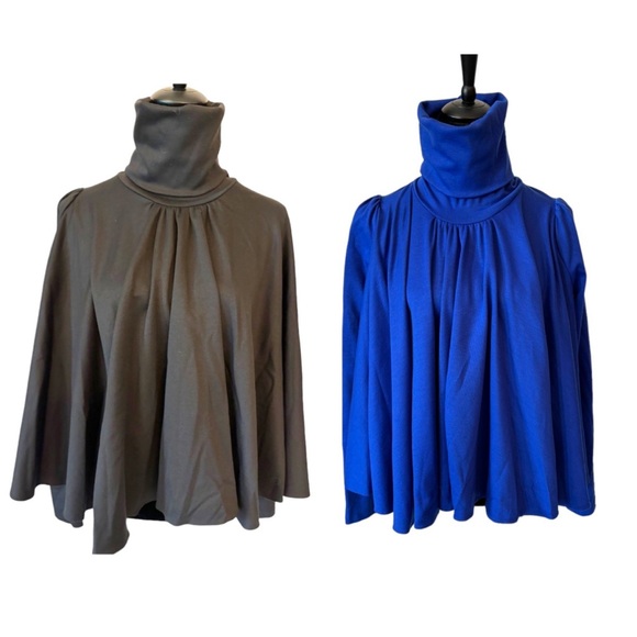 Laura Galic | Tops | Laura Galic Bold Blue Pleated Flowing Turtleneck ...